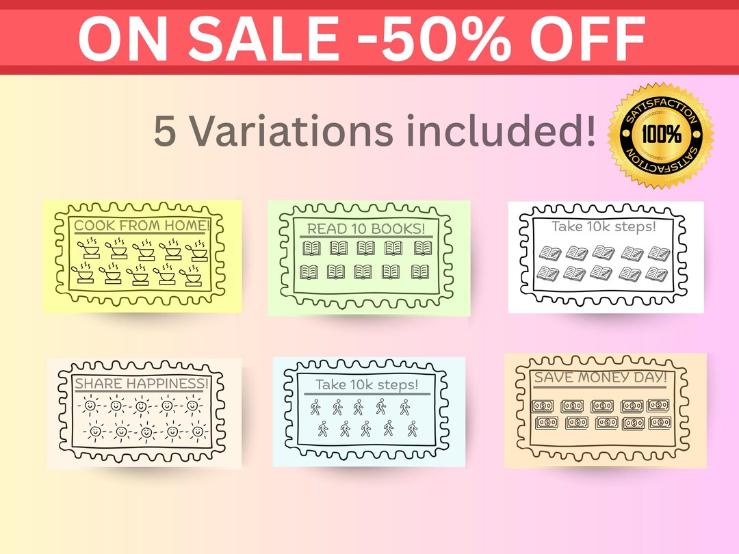 Editable Punch Card Habit Tracker Canva Template | Printable Goal ...