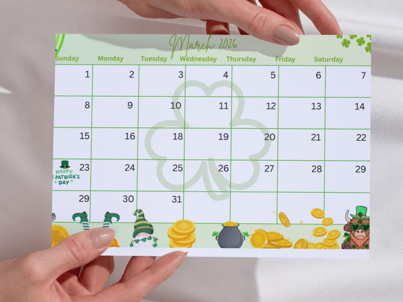 March 2026 Calendar Printable | St. Patrick's Day Gnome Planner ...
