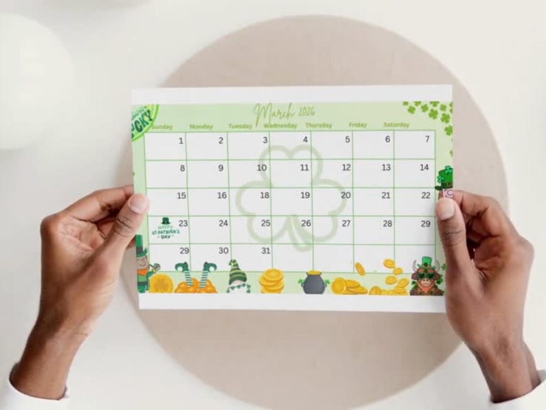 March 2026 Calendar Printable | St. Patrick's Day Gnome Planner ...