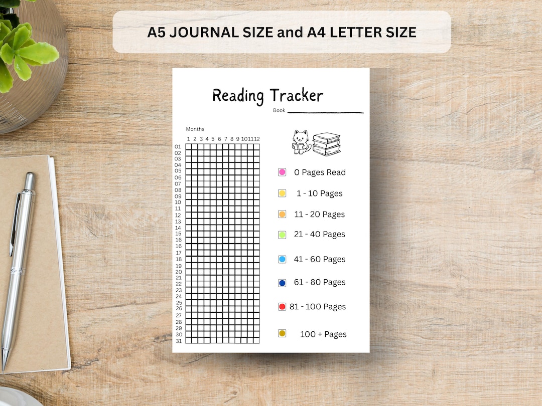 Color Coded Reading Tracker Printable, A4 A5 Journal Insert (PDF) - Etsy