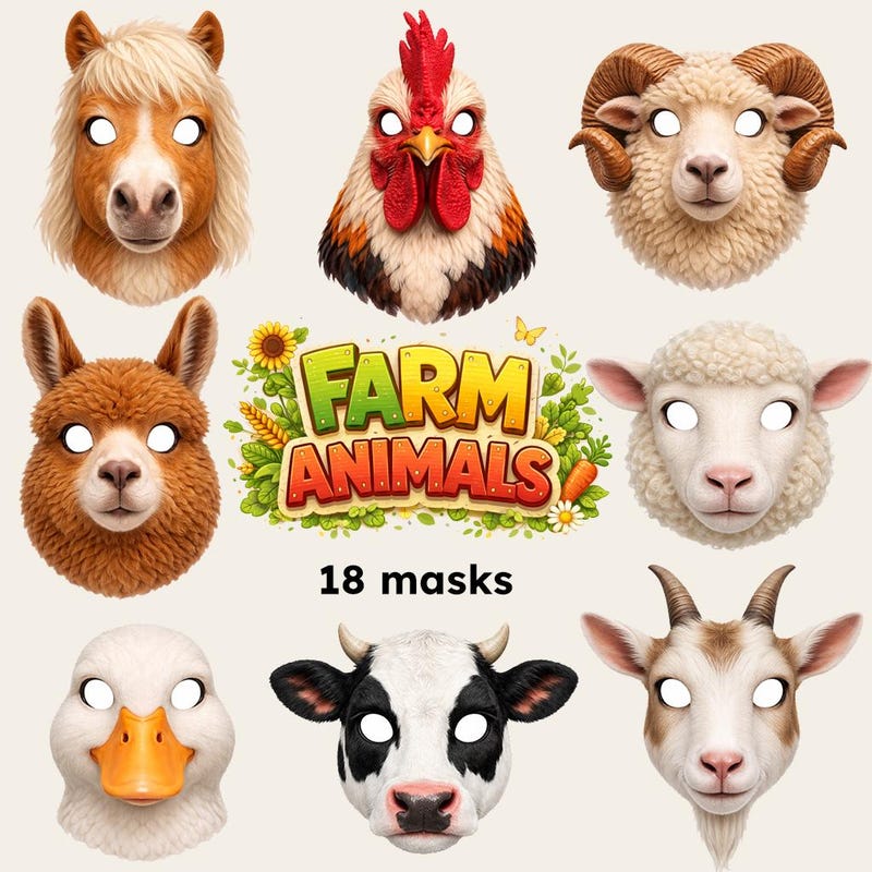 Farm Animal Mask - Etsy