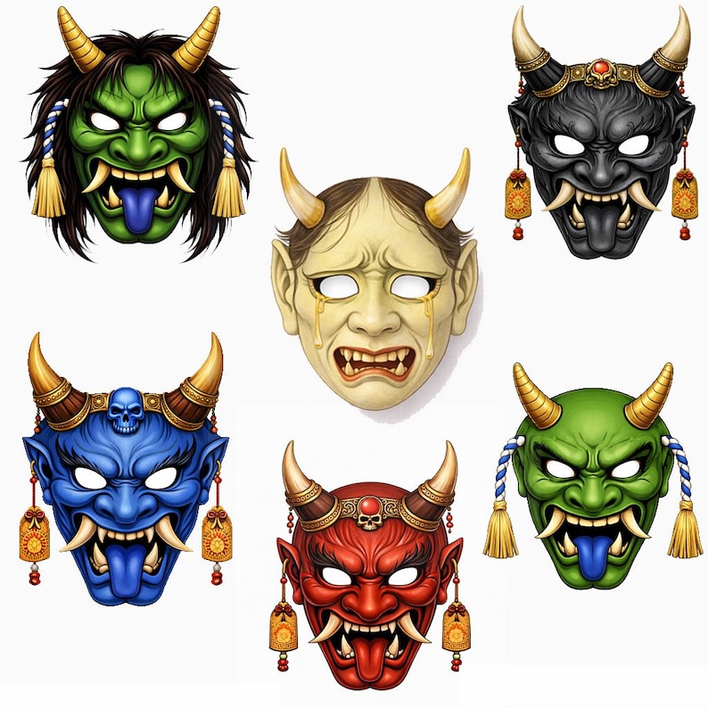 Japanese Paper Masks Bundle — Printable A4 Masks (30 Designs) - Etsy
