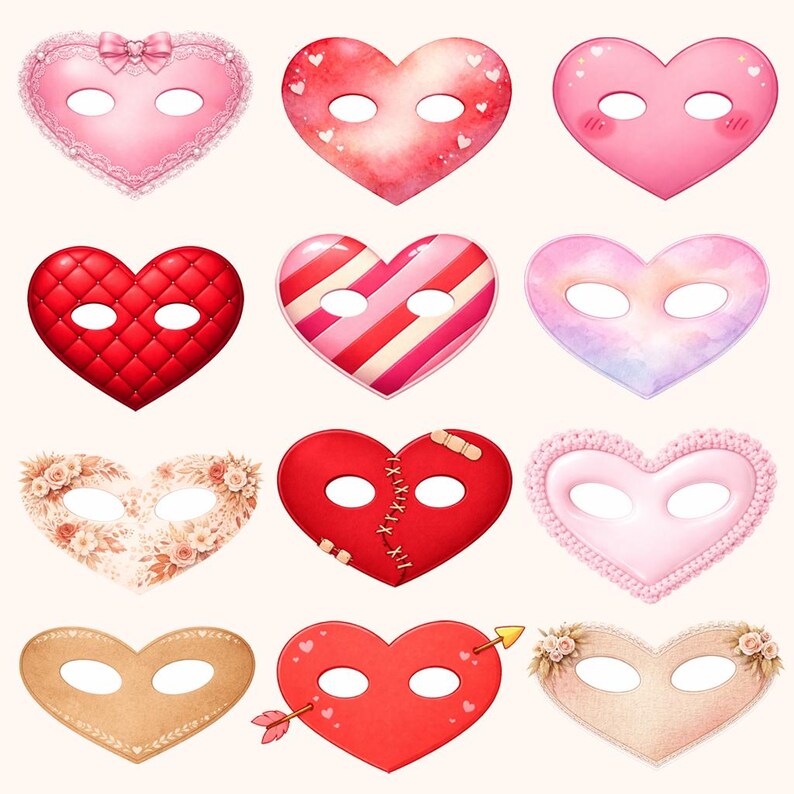 Valentine’s Day Heart Masks – Printable Paper Masks - Etsy
