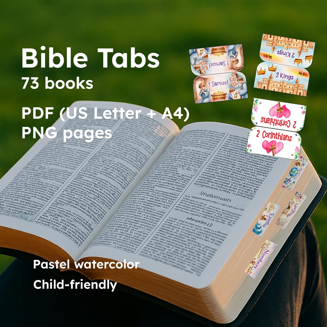 Catholic Bible Tabs Printable: Cartoon Style, 73 Books (PDF/PNG) - Etsy