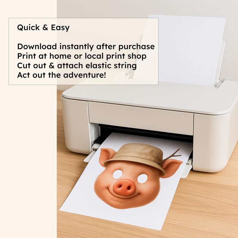 Three Little Pigs & Big Bad Wolf – Printable Masks for Kids - Etsy