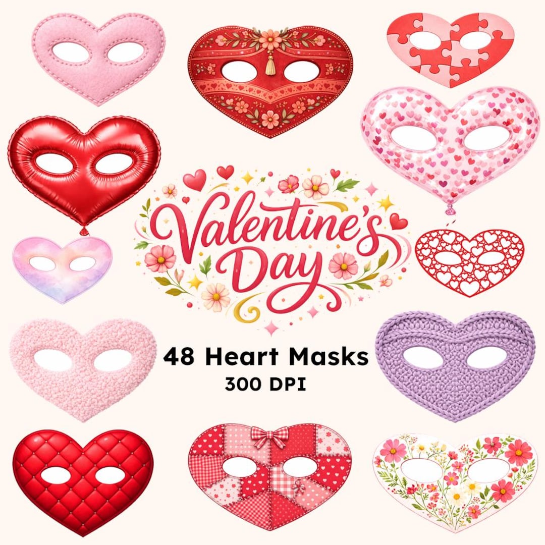 Valentine’s Day Heart Masks – Printable Paper Masks - Etsy