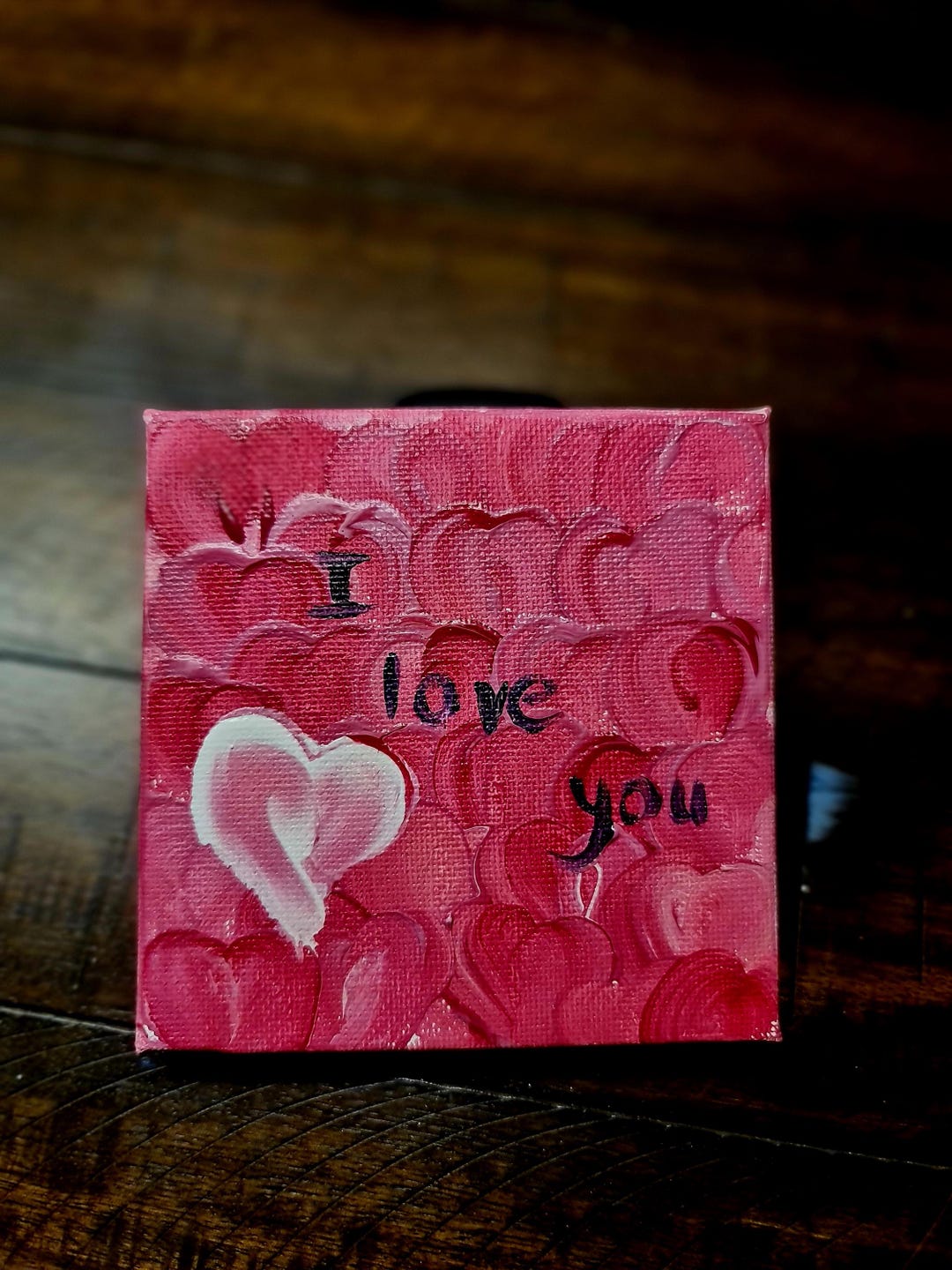 I Love You Mini Painting - Heart Canvas Art - Pink Textured Wall Decor ...