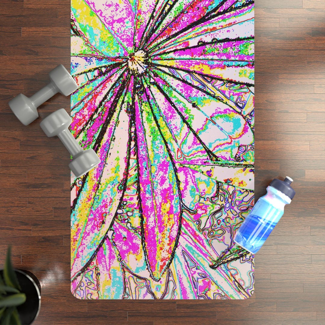 Floral Yoga Mat: Vibrant Rubber Exercise Mat for Home & Studio - Etsy