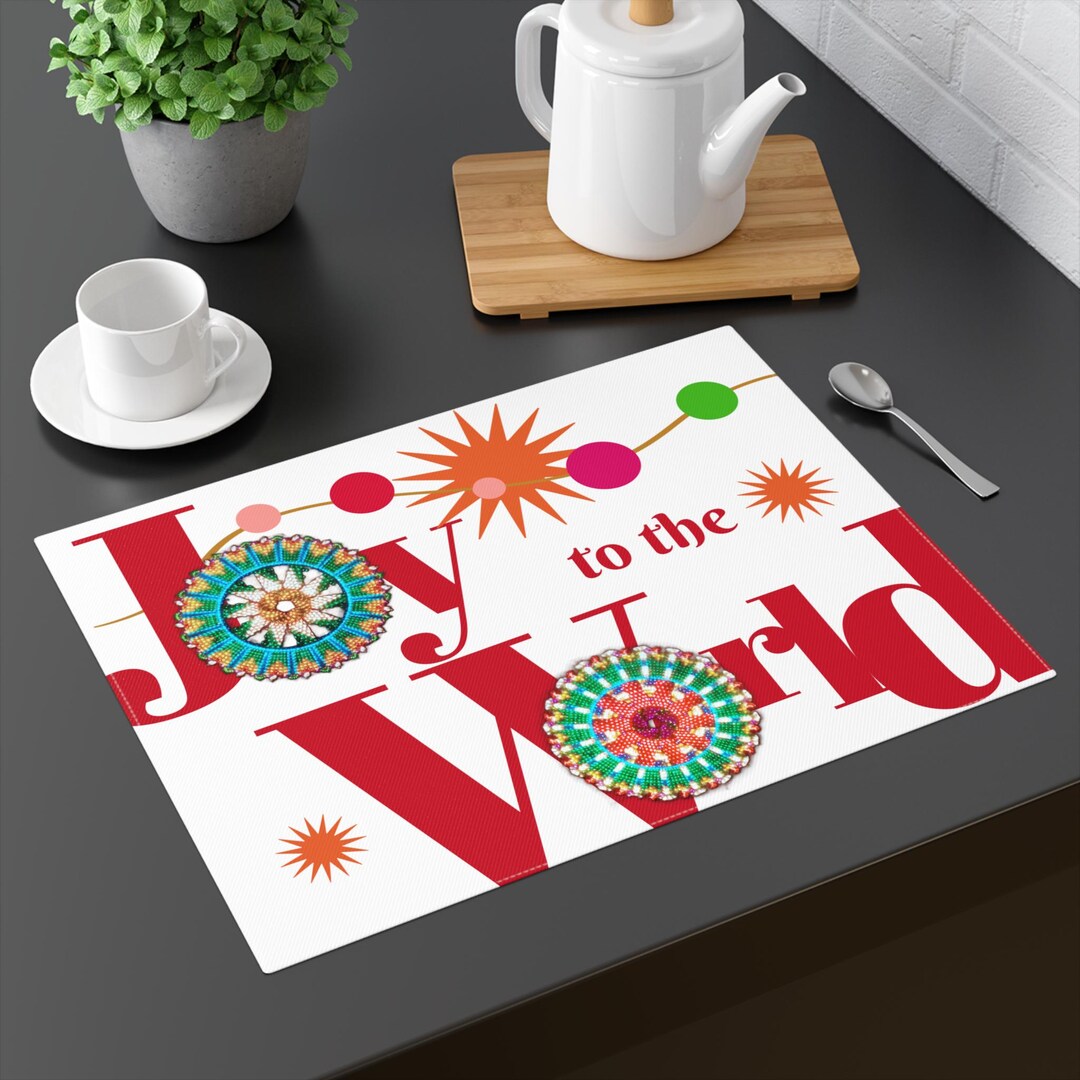 Placemat, Joy to the World, Holiday Table Decor, Festive Dining ...