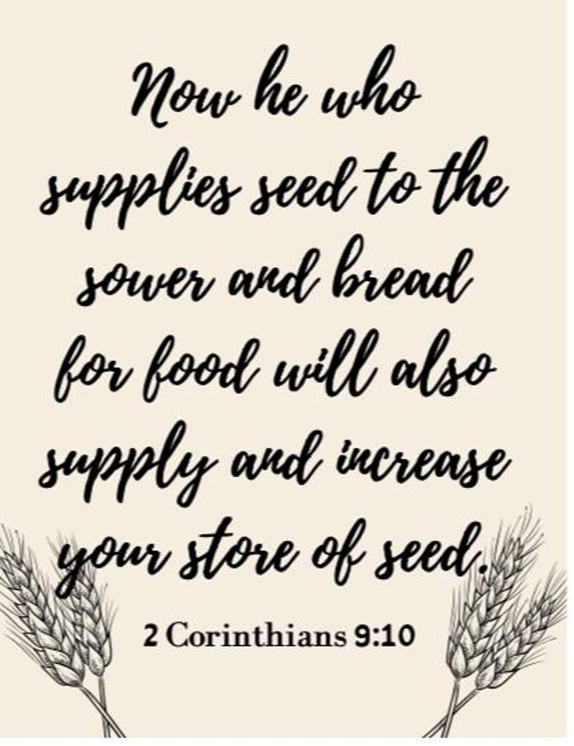 Farmhouse Scripture Print | 2 Corinthians 9:10 Bible Verse Wall Art ...