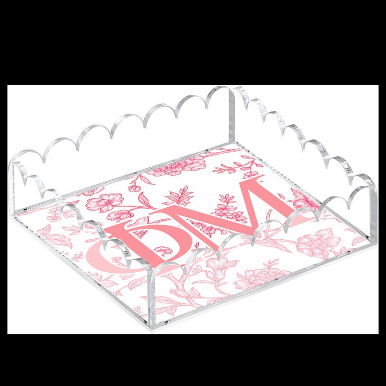 Clear Acrylic Tray With Scalloped Edges | Custom Text Serving Tray ...