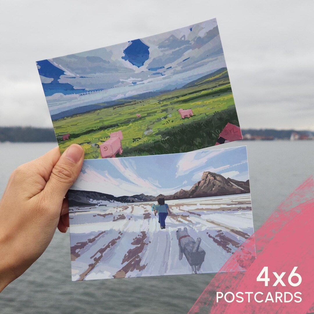 Minecraft Inspired Original Art | Postcard 4x6in Matte Print | Set of 2 ...