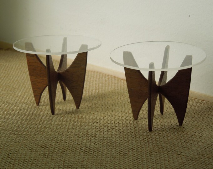 Mid Century Modern Miniature Side Tables in Walnut 1:12 Scale - Etsy