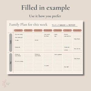 2-person Weekly Family Planner: Minimalist Schedule, Sunday Start ...