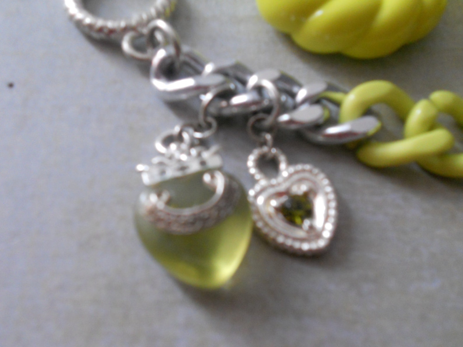 Chartreuse Necklace and Earrings and Chain Link Bracelet Beautiful ...