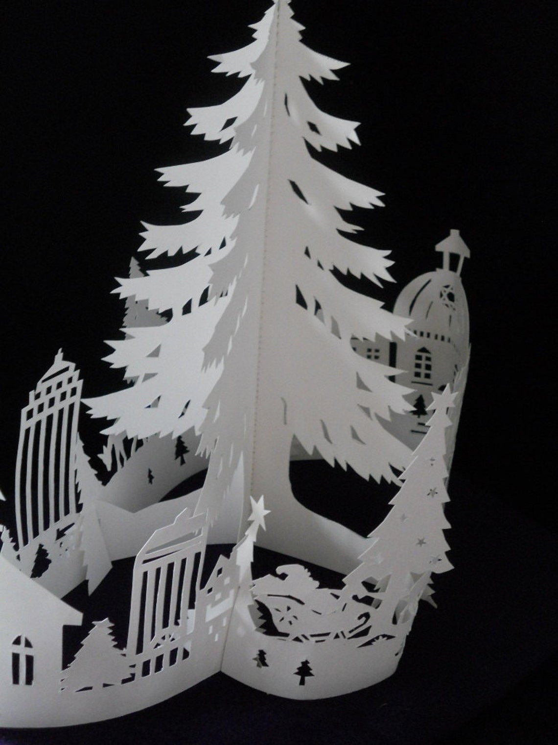 Scherenschnitte Winter Village Wonderful Paper Cutting Holiday Scene in ...