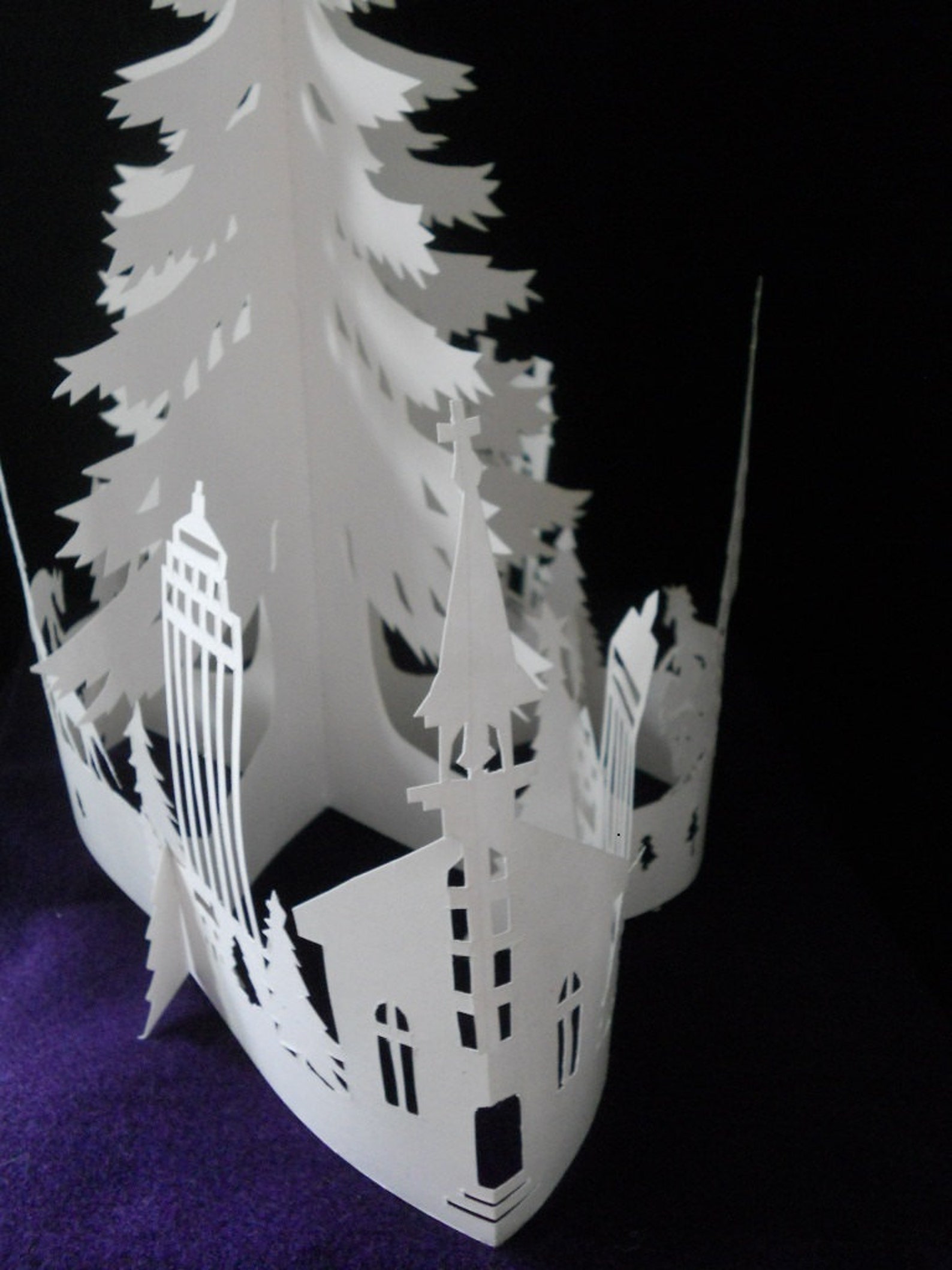 Scherenschnitte Winter Village Wonderful Paper Cutting Holiday Scene in ...