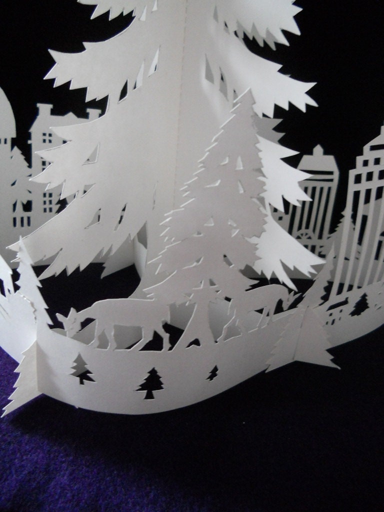 Scherenschnitte Winter Village Wonderful Paper Cutting Holiday Scene in ...