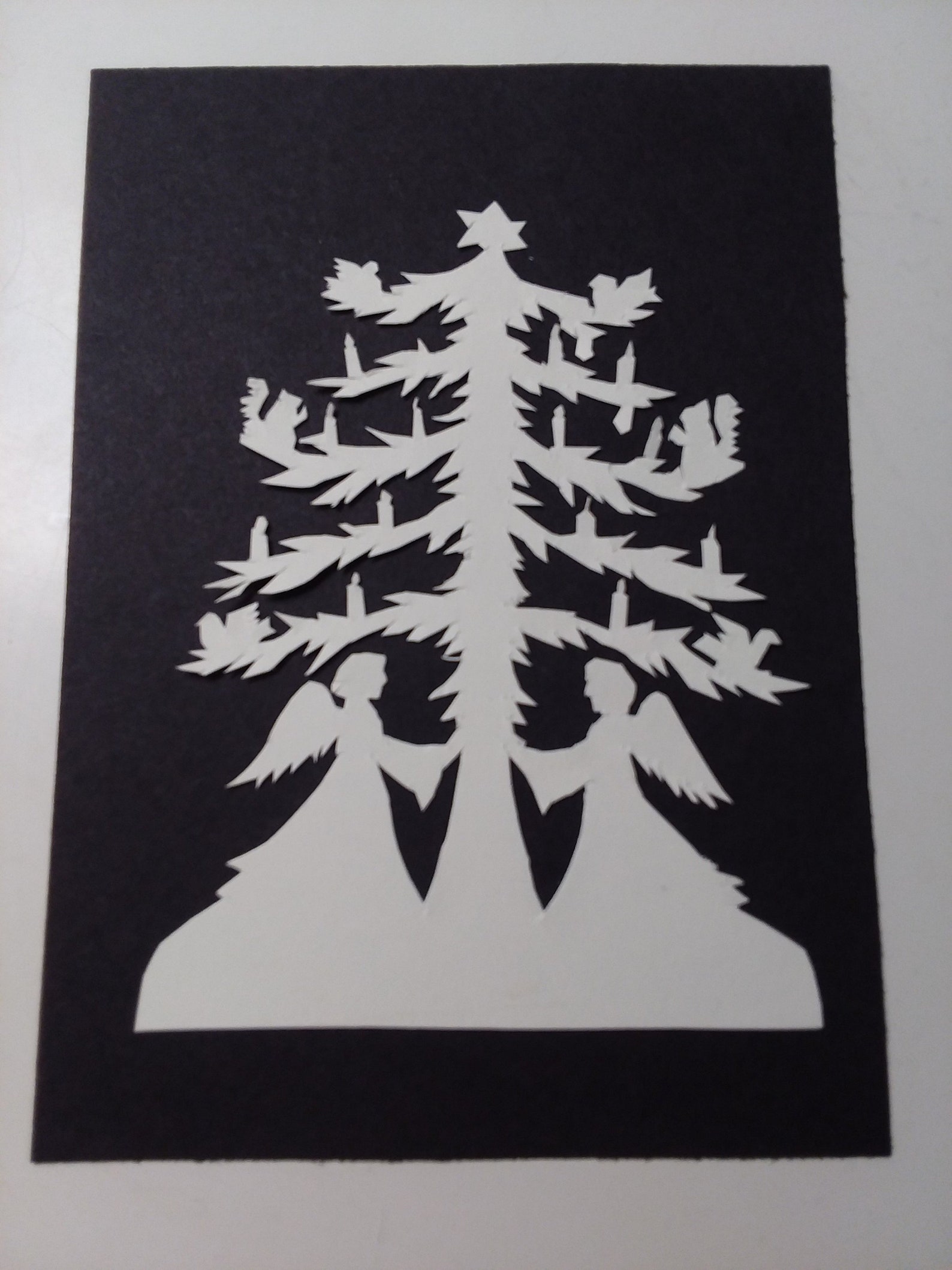 Angel Tree Scherenschnitte Paper-cutting ~ Beautiful Angel Tree Mounted ...