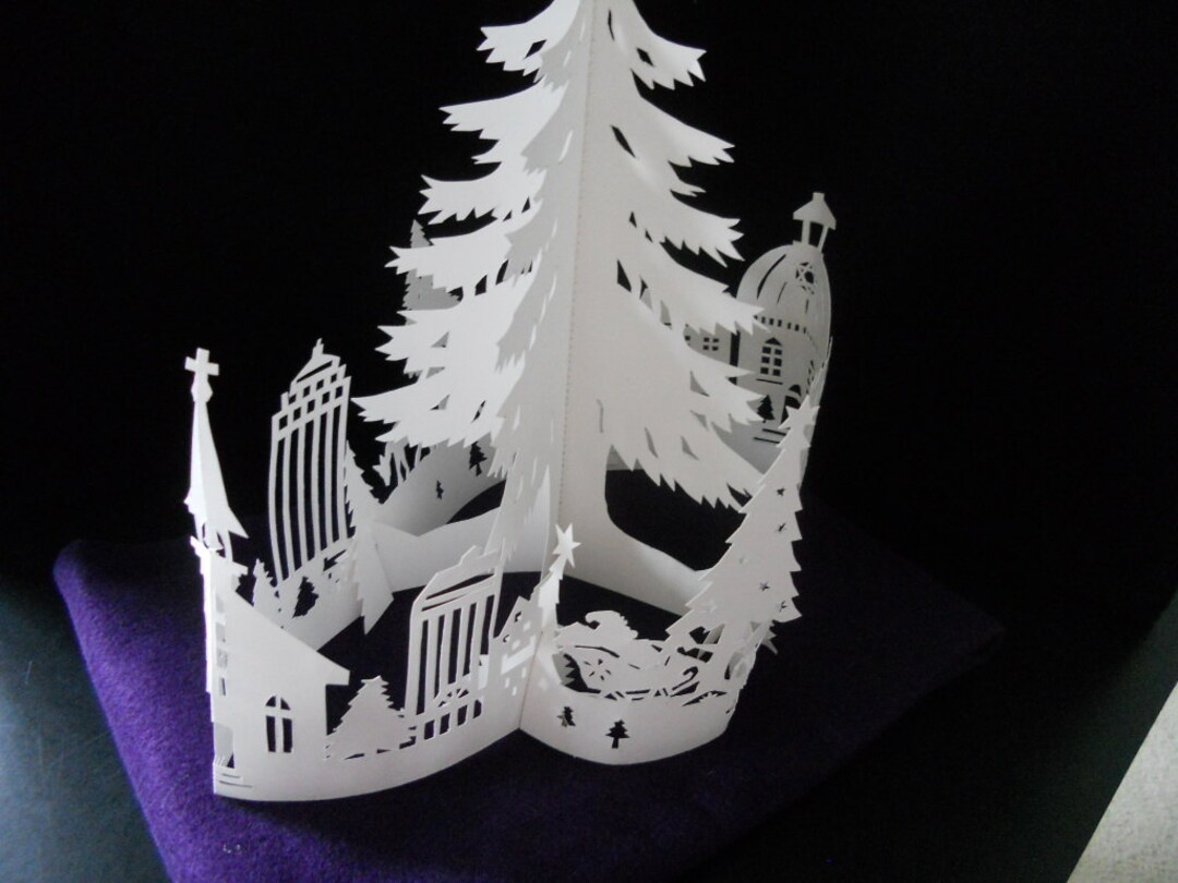 Scherenschnitte Winter Village Wonderful Paper Cutting Holiday Scene in ...