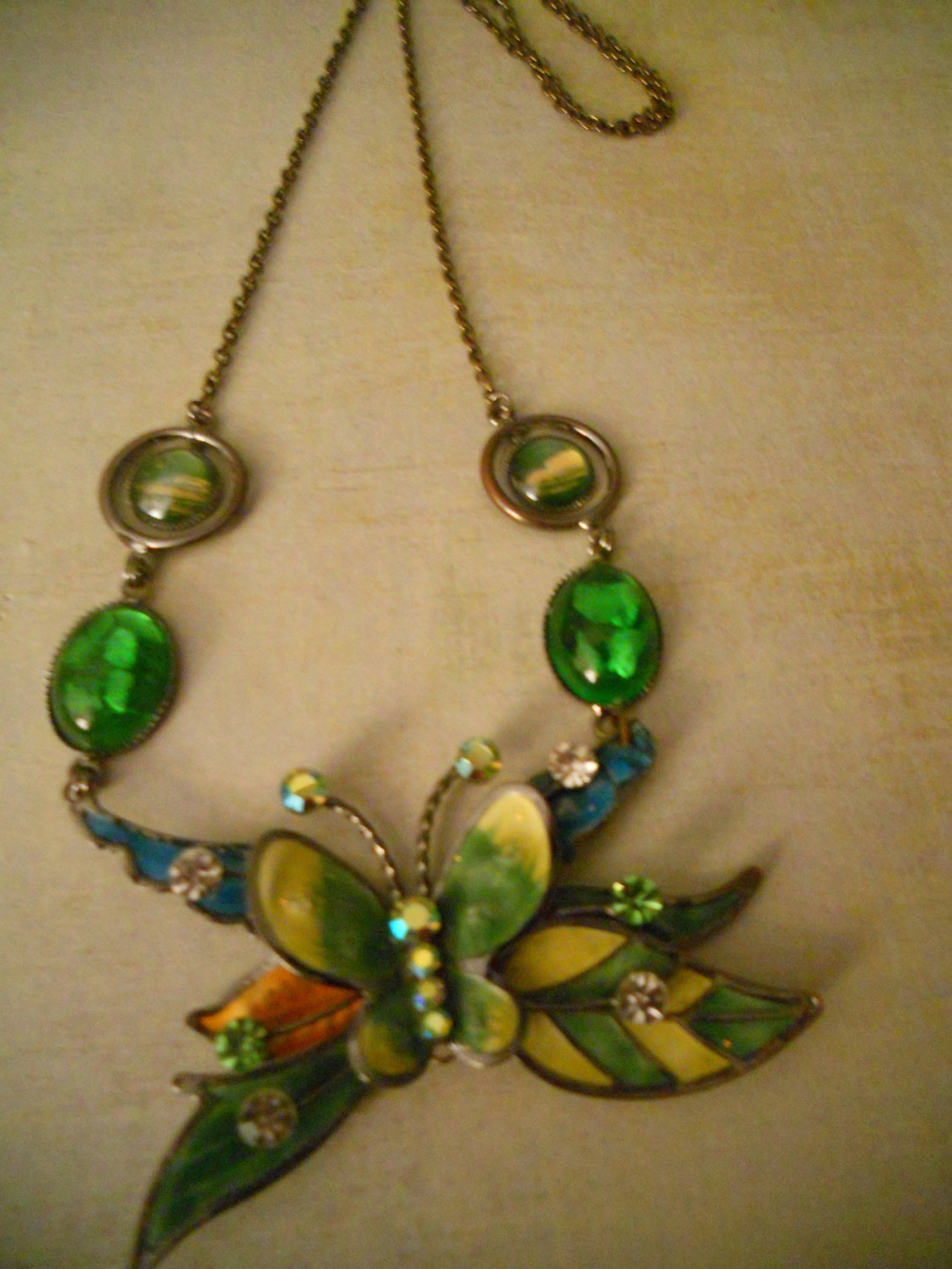 Glass Butterfly Pendant Art Nouveau Necklace Amazing Vintage OOAK ...