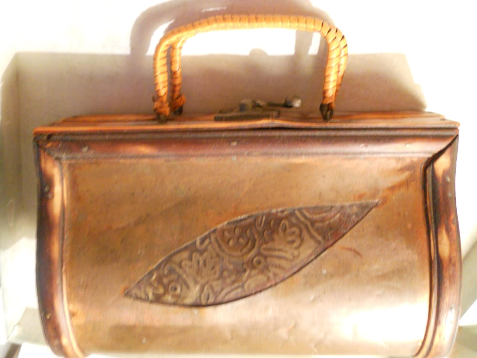 Vintage Wood Purse With Embossed Metal Panels Made of Tobocco Wood With ...