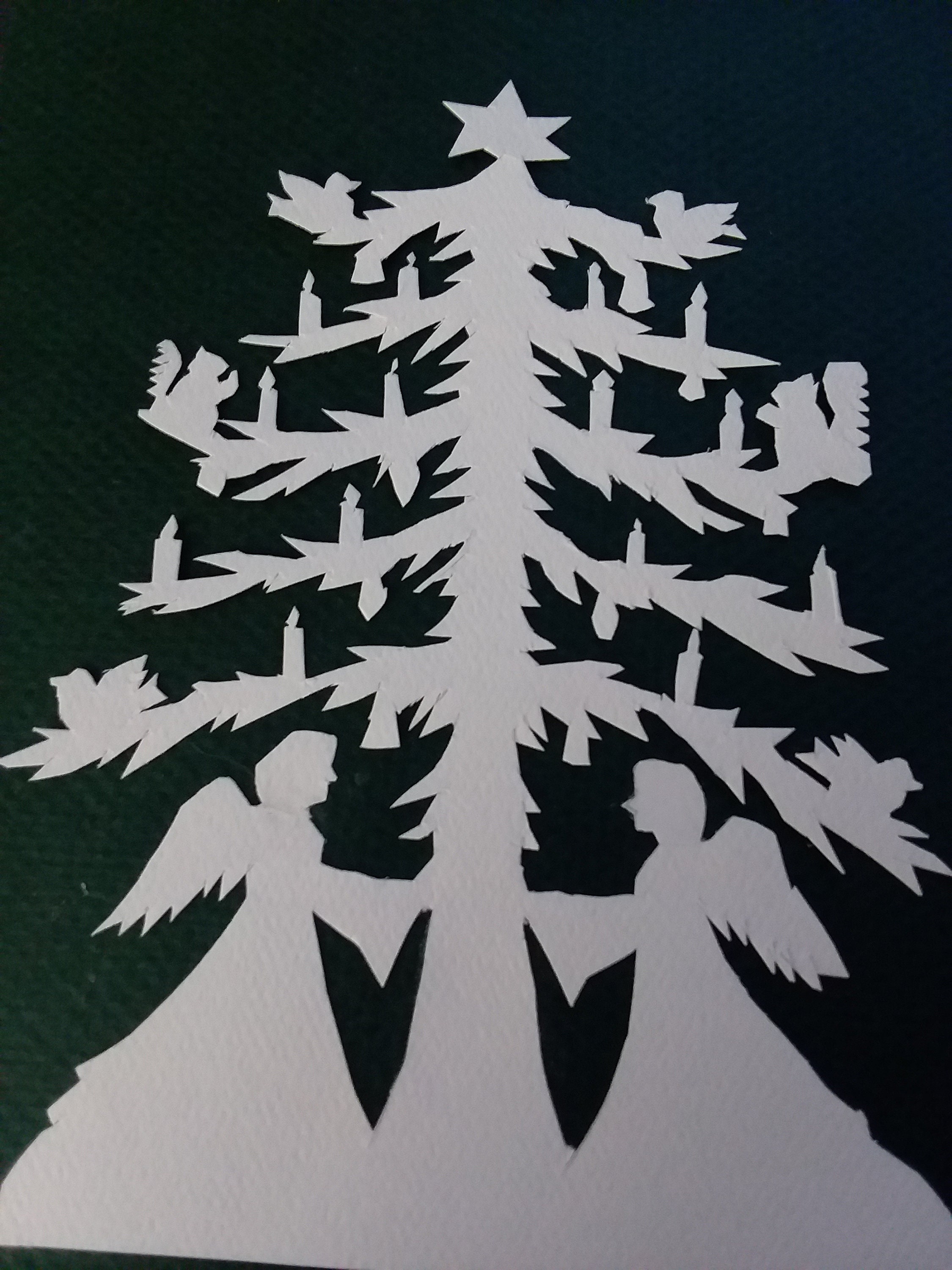 Angel Tree Scherenschnitte Paper-cutting ~ Beautiful Angel Tree Mounted ...
