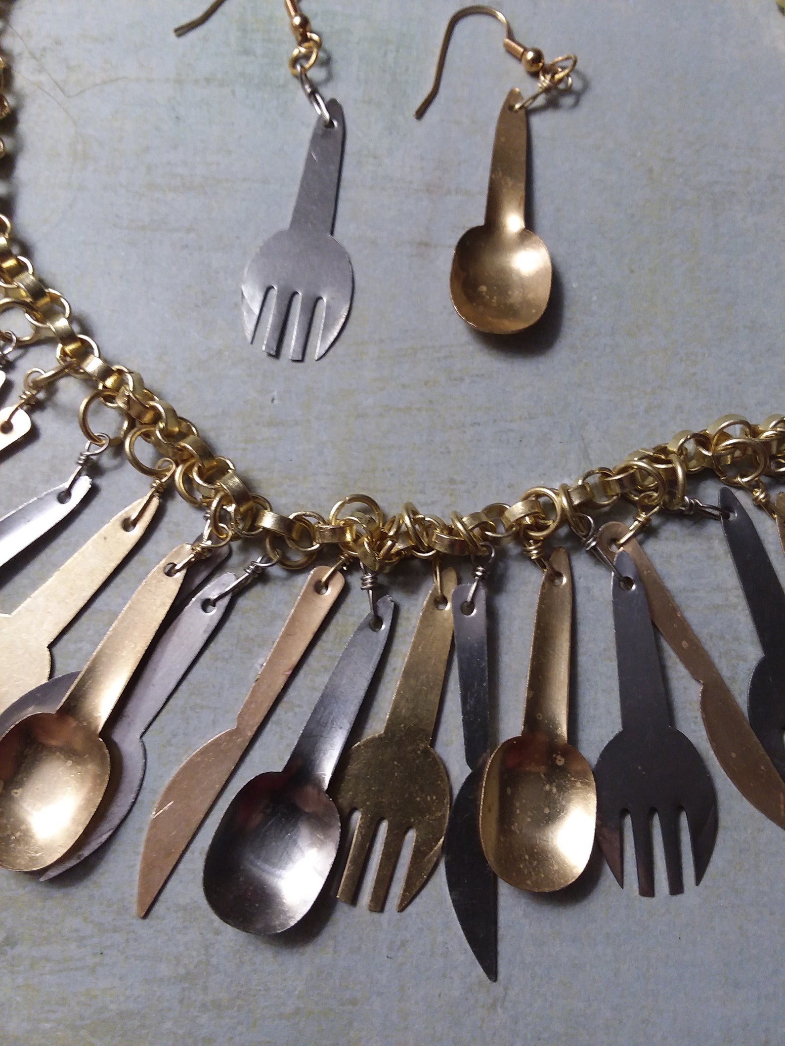 Fork Spoon Knife Charm Necklace and Earrings ~ Amazing Statement ...
