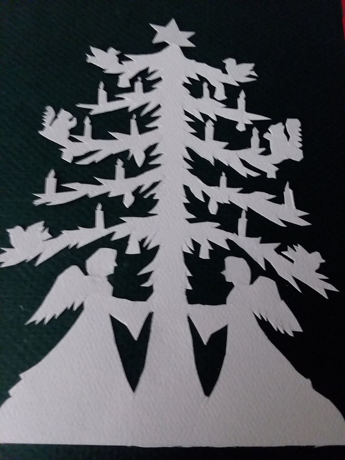 Angel Tree Scherenschnitte Paper-cutting ~ Beautiful Angel Tree Mounted ...