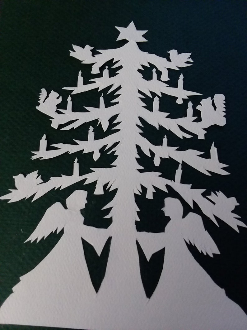 Angel Tree Scherenschnitte Paper-cutting ~ Beautiful Angel Tree Mounted ...