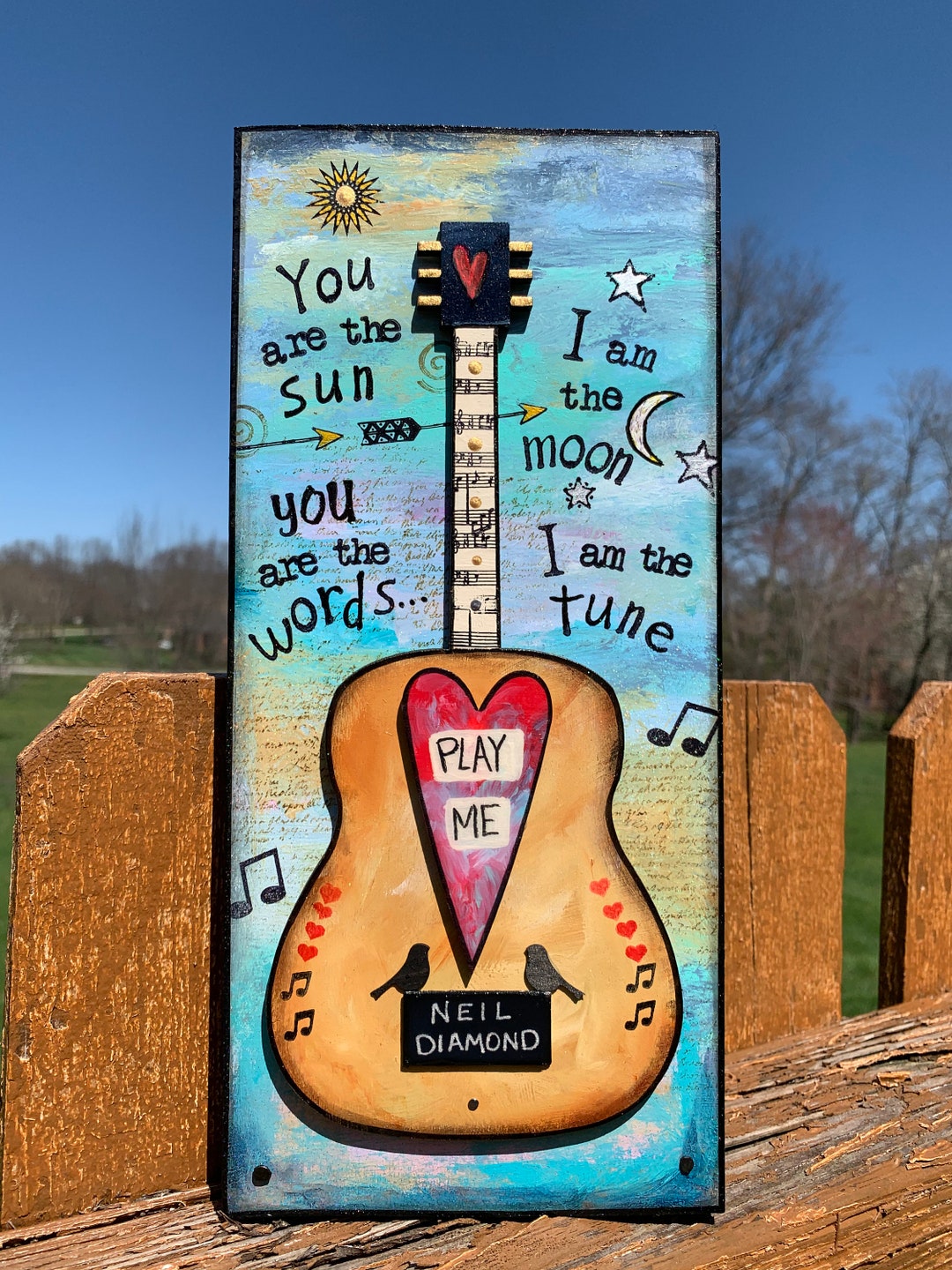 Neil Diamond Art, Play Me, Sun and Moon, Lyric Art, Gift for Mom, Cool ...