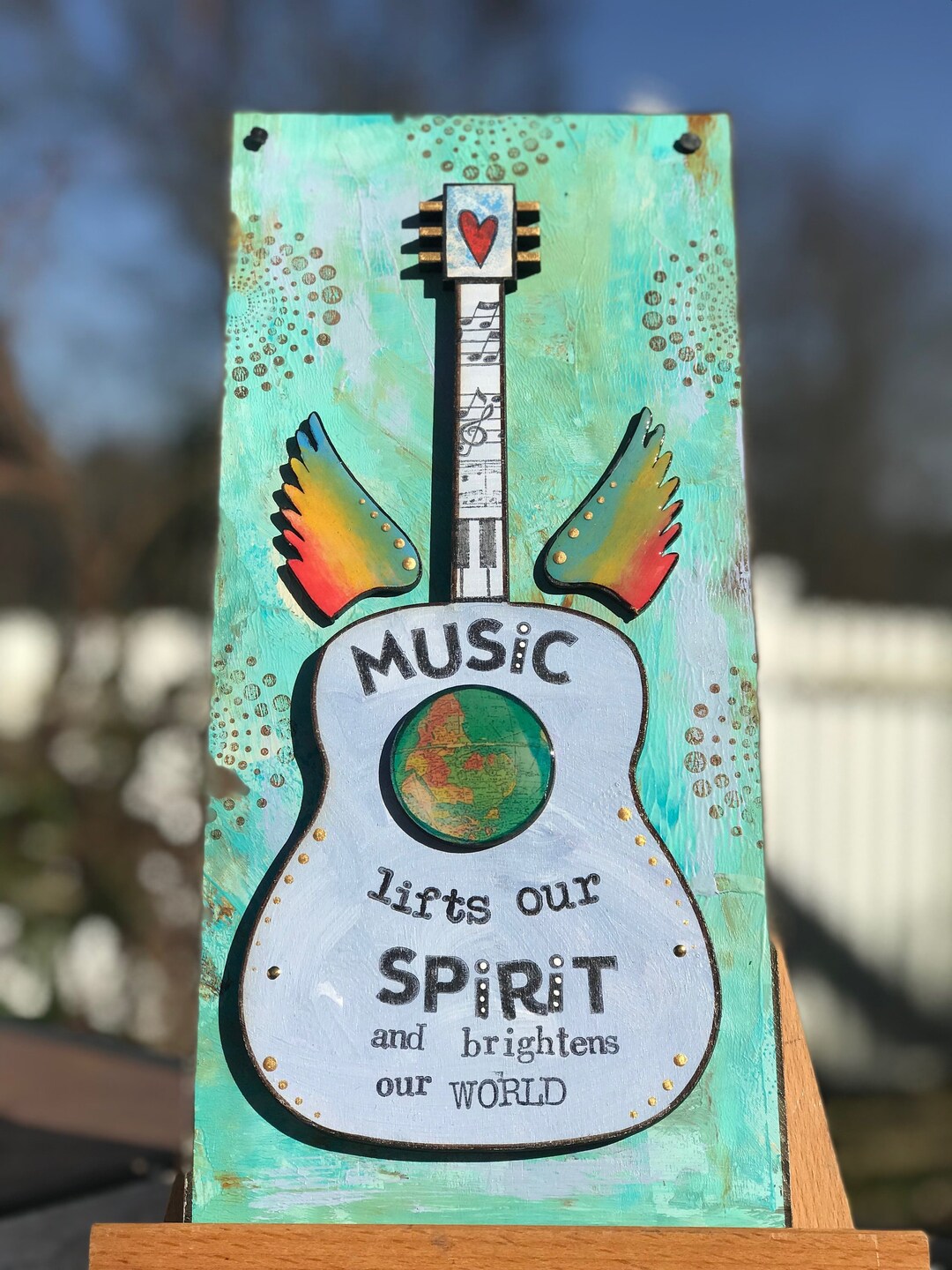 Gift for Music Lover, Music Heals, Music Lifts Our Spirit, Guitar Art ...