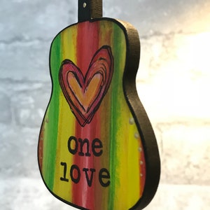 One Love, Bob Marley, Guitar Ornament, Rasta, Music Inspired, Reggae ...