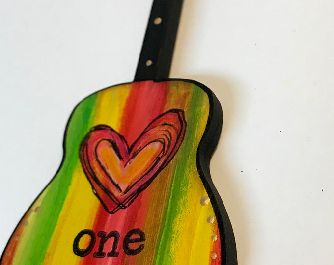 One Love, Bob Marley, Guitar Ornament, Rasta, Music Inspired, Reggae ...