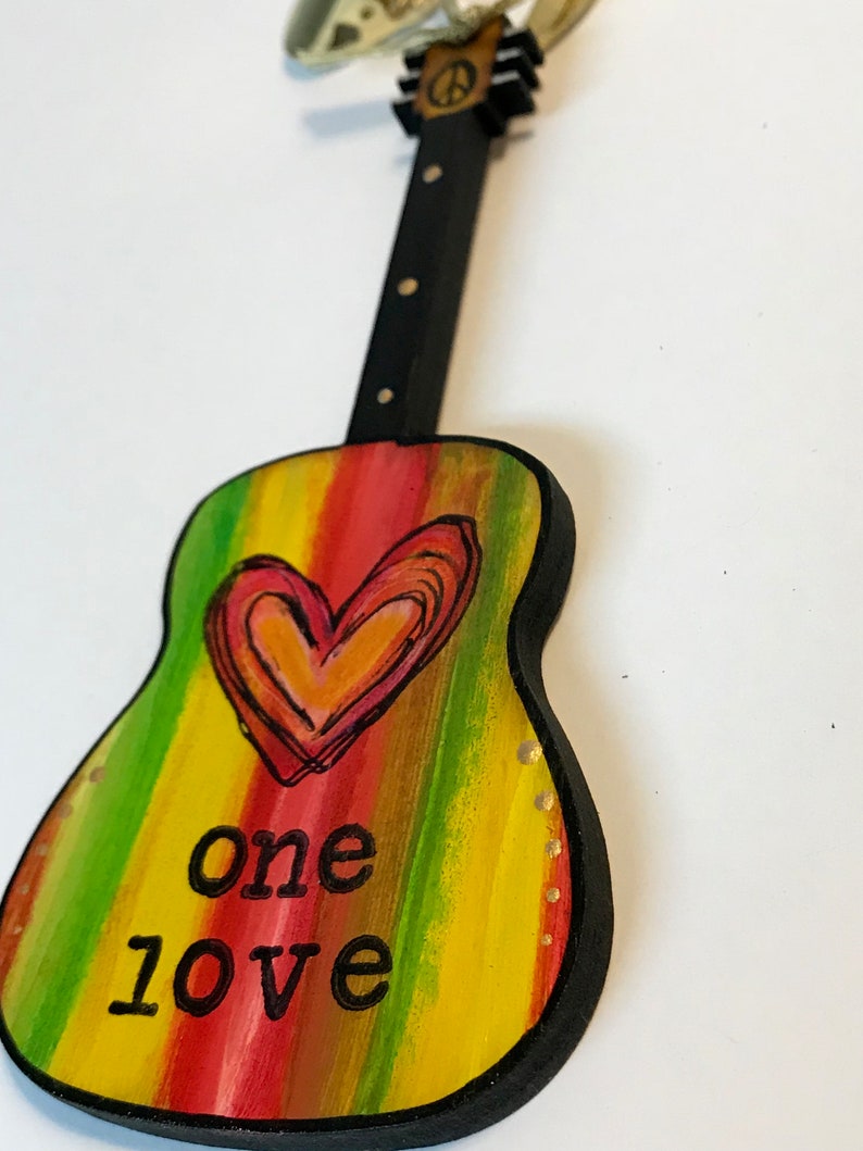 One Love, Bob Marley, Guitar Ornament, Rasta, Music Inspired, Reggae ...