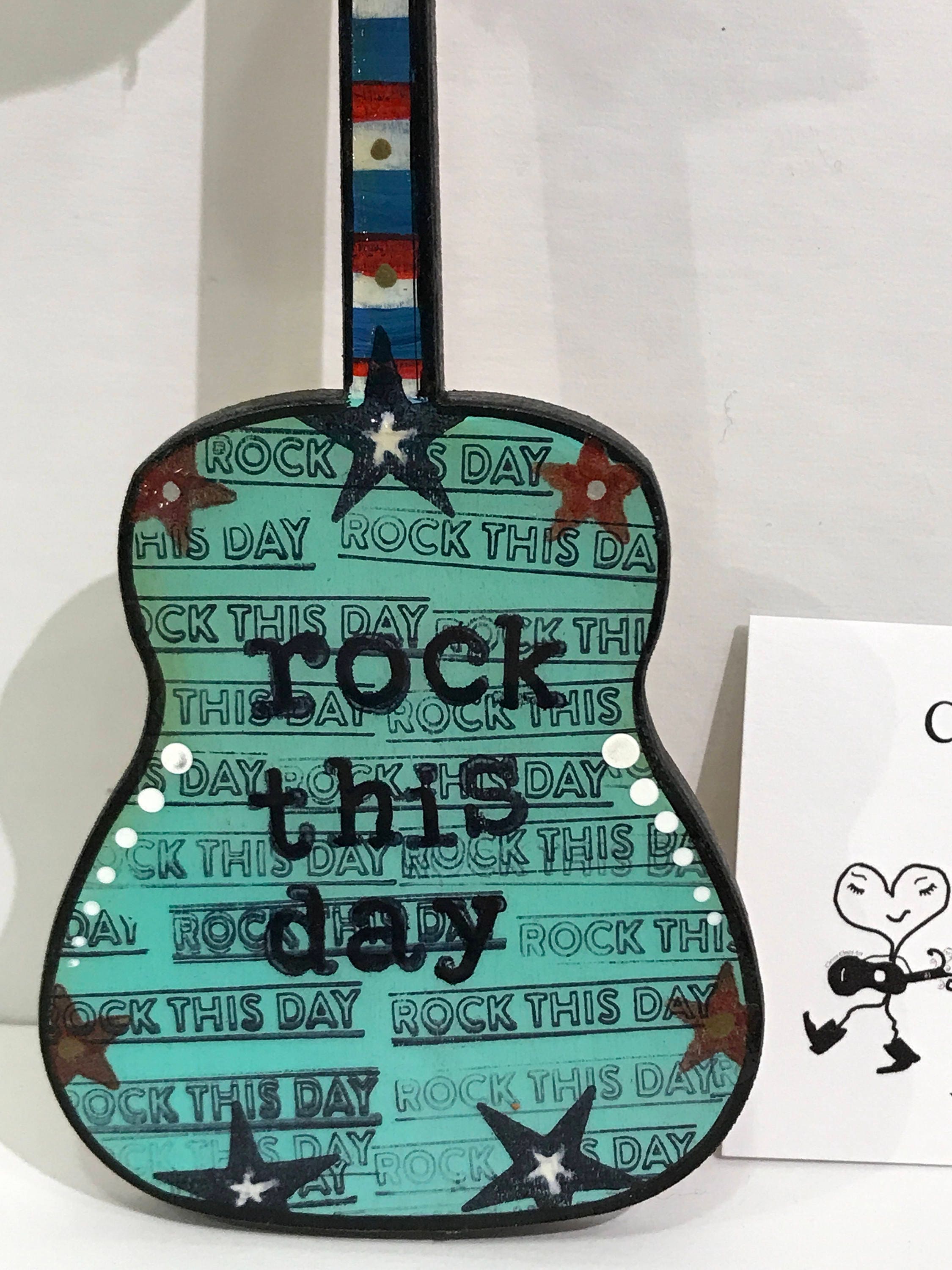 ROCK THIS DAY, Carpe Diem, Guitar, Ornament, Wood, Hand Painted, Unique ...