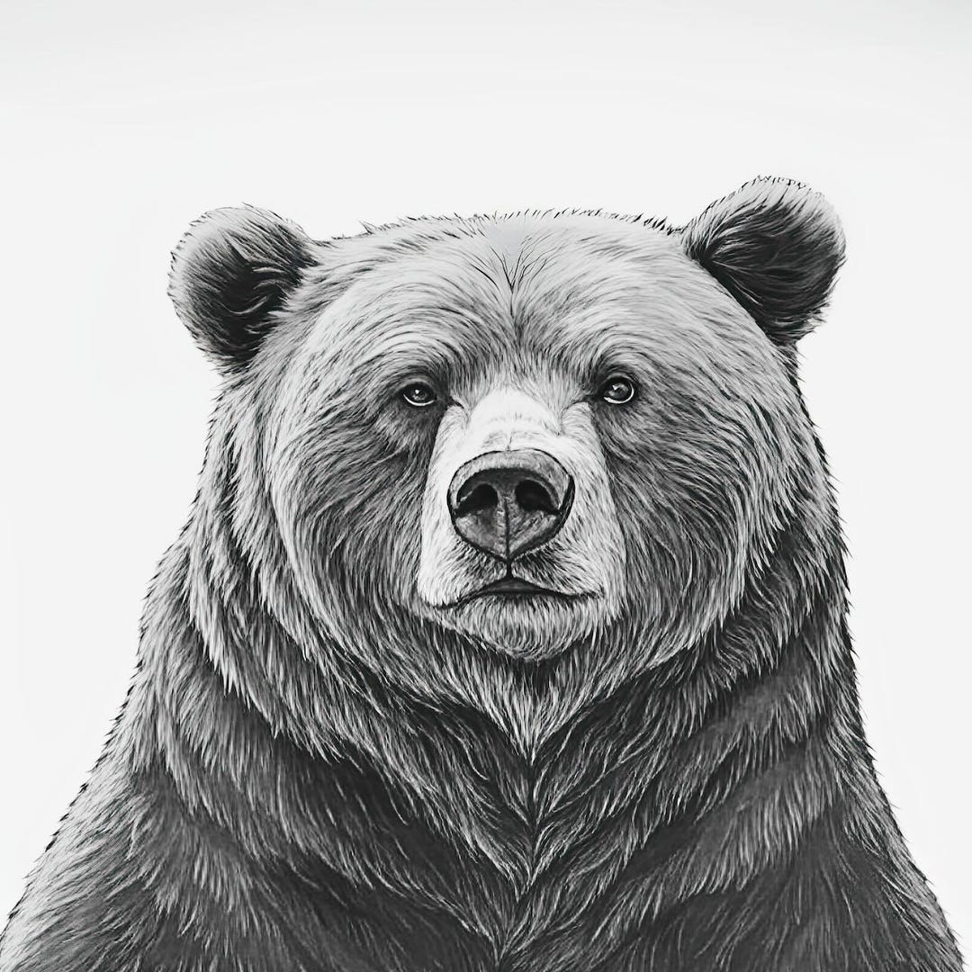 Big Brown Bear Art - Bear Portrait - Big Bear Art Print - Hand-signed ...
