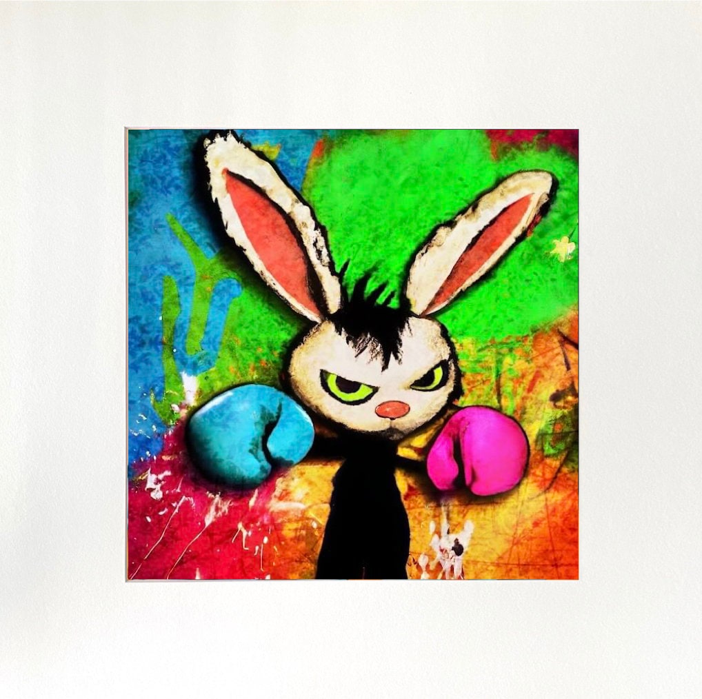 Punchy Rabbit - Fun Wall Art Print - Hand Signed - Wall Art Print With ...