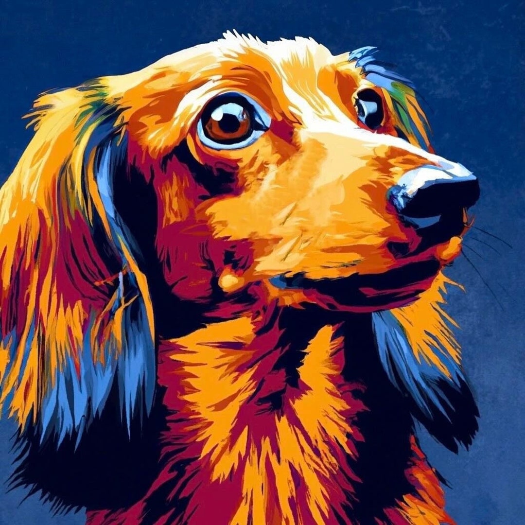 Long Haired Dachshund - Pop Art Print With Mat - Long Hair Dachshund ...