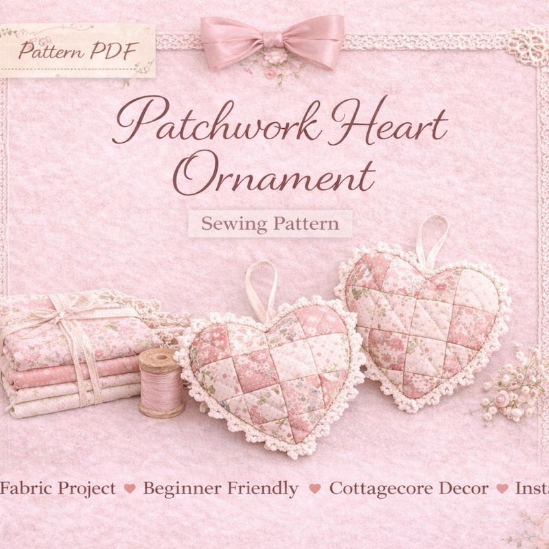 Patchwork Heart Ornaments - Etsy