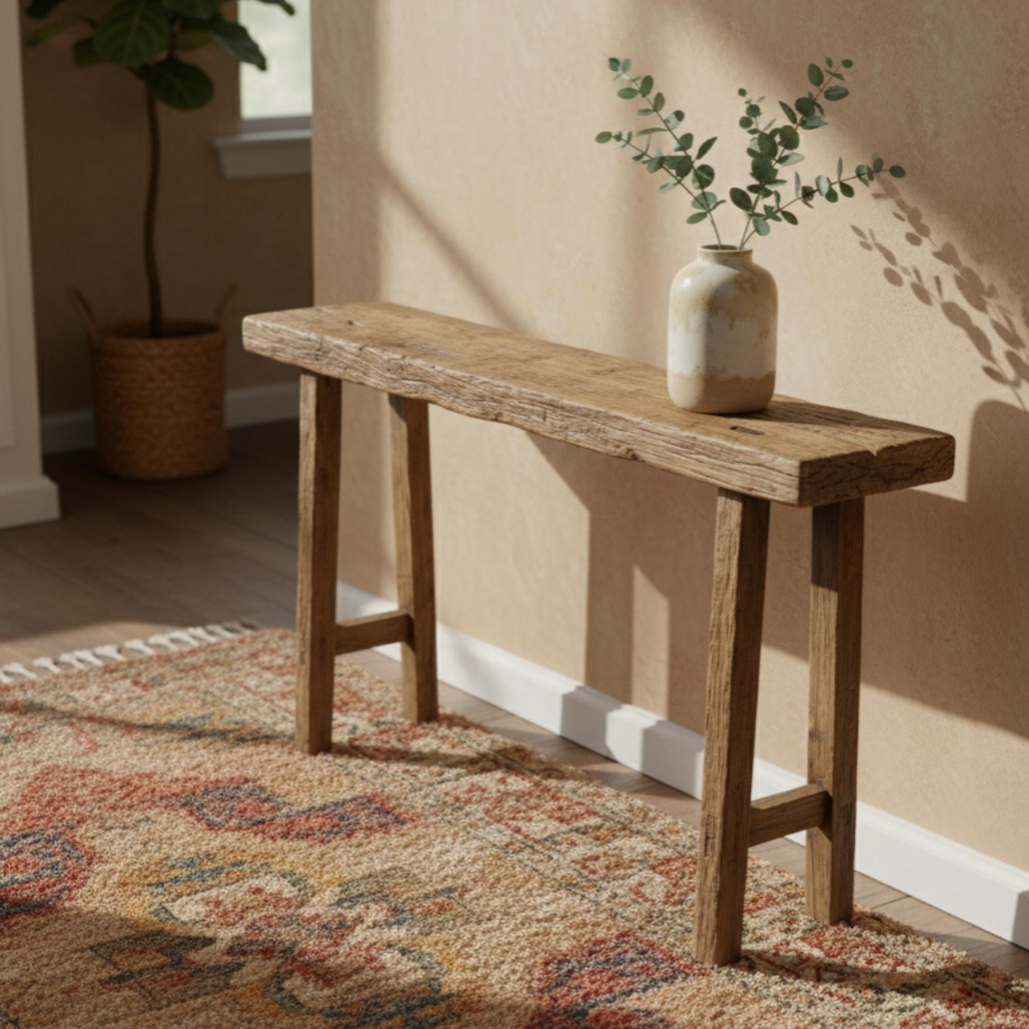 Live Edge Wood Console Table With Wooden Legs, Rustic Entryway Hallway ...