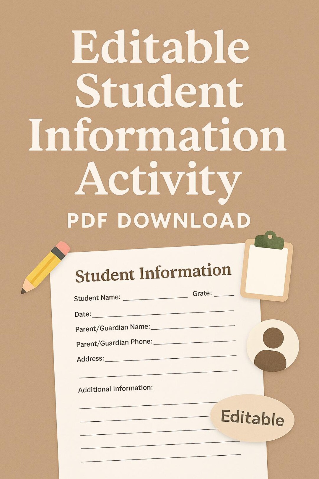 Editable Student Information Sheet – Fun and Favorites Printable for ...