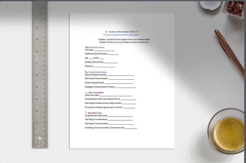 Editable Student Information Sheet Bundle – Fun and Favorites Printable ...