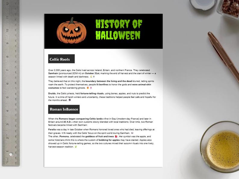 The History of Halloween Worksheet – Printable Classroom Activity ...