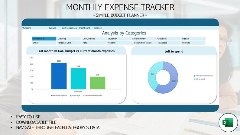 Monthly Expense Tracker Excel Template – Budget Planner & Financial ...