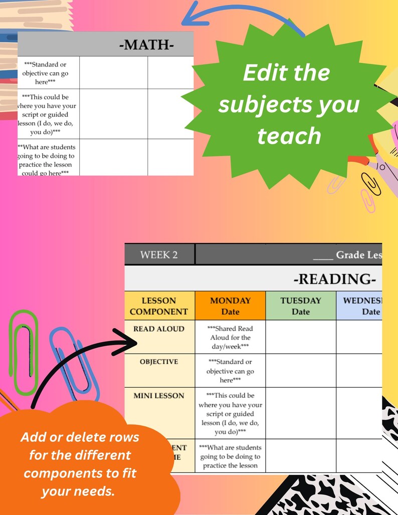 Editable Lesson Planner Template: Daily & Weekly Academic Schedule ...