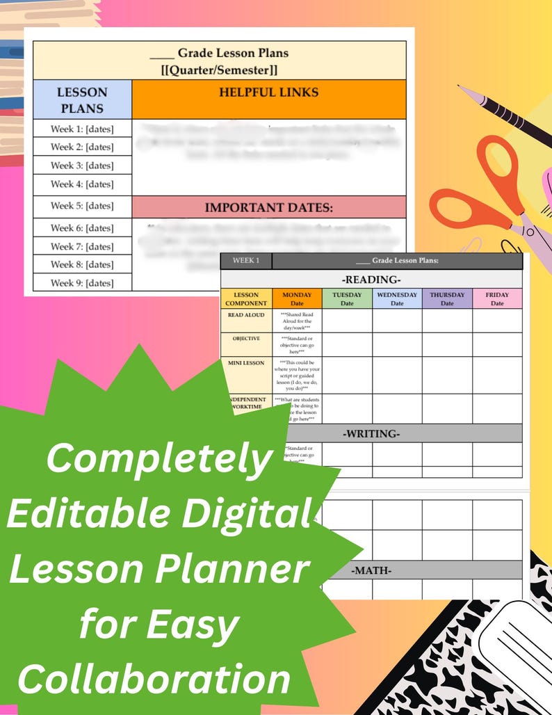 Editable Lesson Planner Template: Daily & Weekly Academic Schedule ...