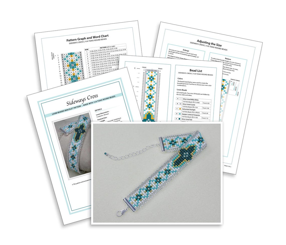 Sideways Cross Beaded Loom Bracelet Pattern, Original Design (digital ...