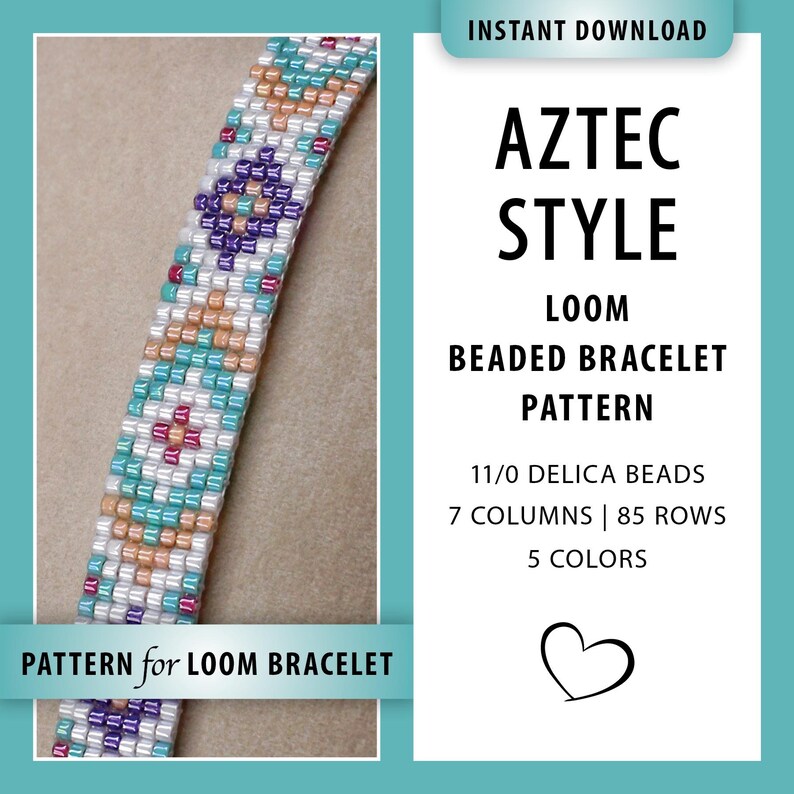 Aztec Loom Pattern, Loom Bracelet Pattern, Original Geometric Design ...