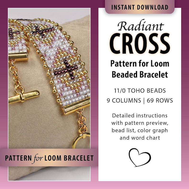 Striking Beaded Loom Bracelet Pattern, Cross Design, Christian Bracelet ...